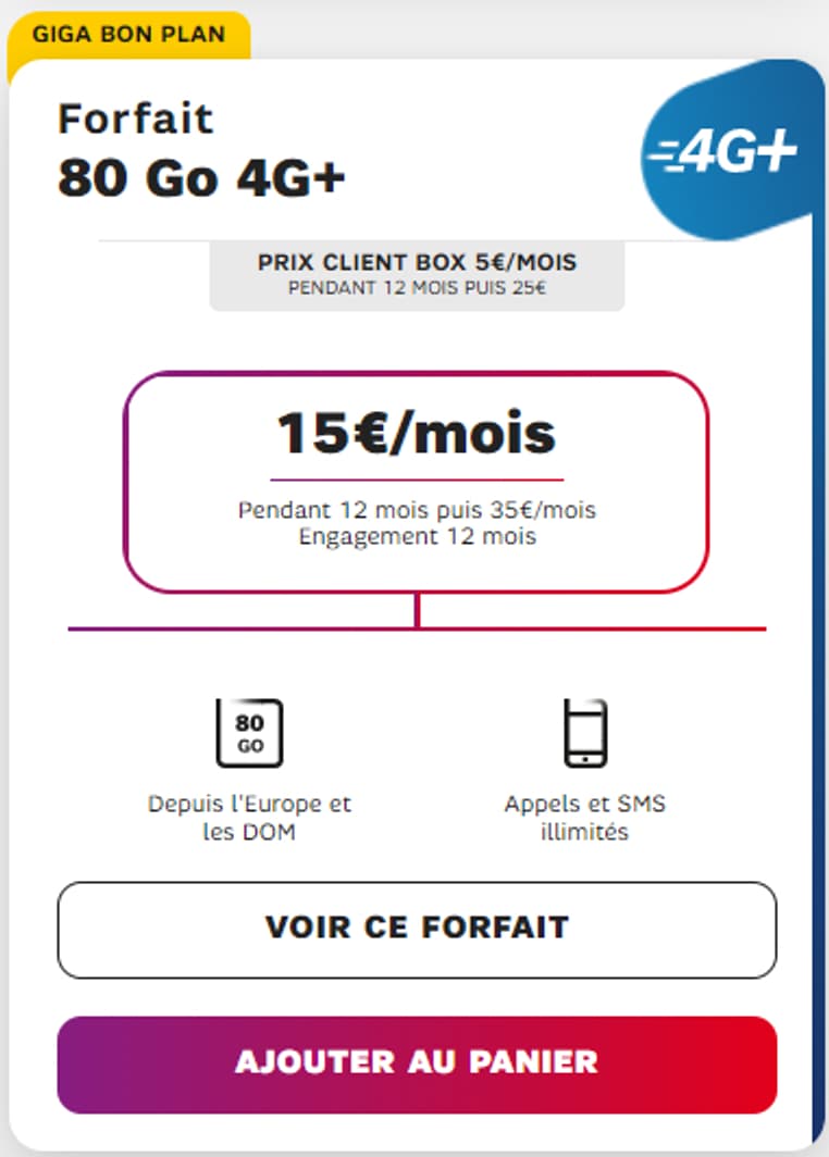 Giga bon plan : le forfait 80 Go 4G+ à partir de 5 € par mois chez SFR ! | SFR ACTUS